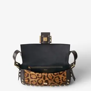 Fendi Baguette® 26424 Jaguar Print Cavallino Leather Bag With Studs